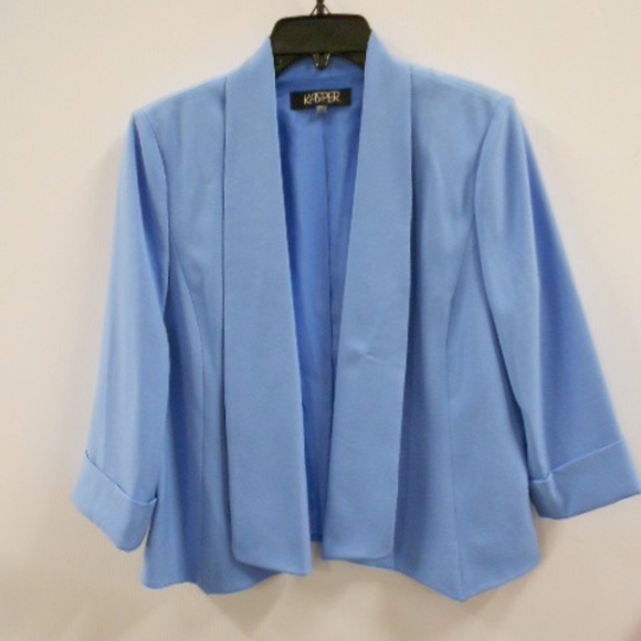 Kasper | Jackets & Coats | Kasper 2 Cornflwr Blue Crepe Shawl Collar ...